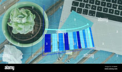 image of statistical data processing against laptop memo notes and