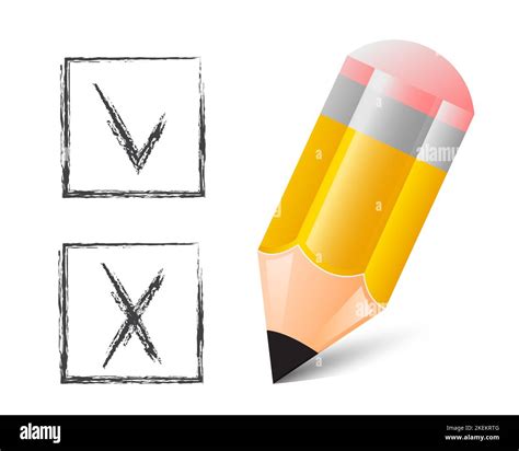 Checklist With Tick Cross And Pencil Checking Off Tasks On White