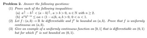 Solved Problem 2. Answer the following questions: (1) Prove | Chegg.com