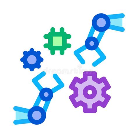 机器学习彩色图标矢量插图机器人手臂过程 向量例证 插画 包括有 云彩 设备 犰狳 图标 自动地 214367854