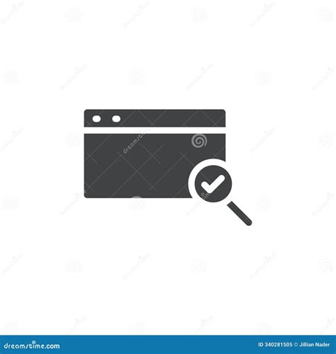 Web Page With A Magnifying Glass And Check Mark Icon Simple Vector