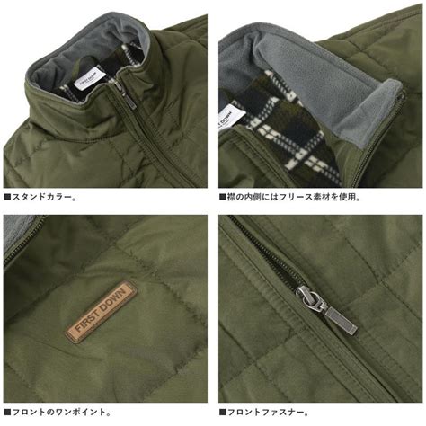 Firstdown The Basic ファーストダウン メンズ ソフトシェル 中綿ジャケット スタンドジャケット 裏フリース 薄中綿 撥水