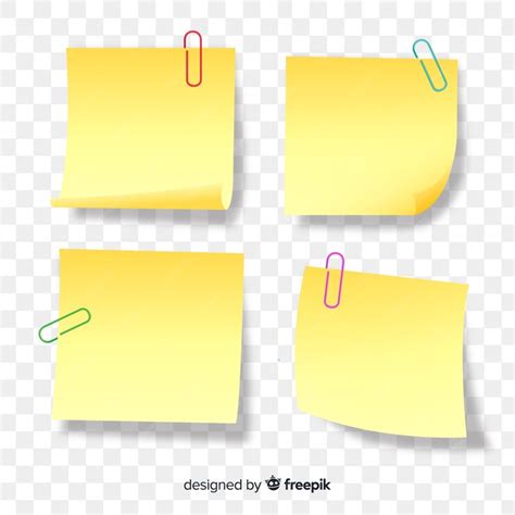투명 배경에 현실적인 포스트 노트 무료 벡터