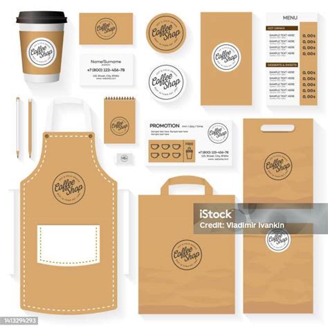 Desain Template Identitas Kedai Kopi Diatur Dengan Logo Kedai Kopi