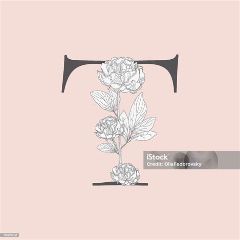 Vektor Mekar Bunga Inisial T Monogram Dan Logo Ilustrasi Stok Unduh