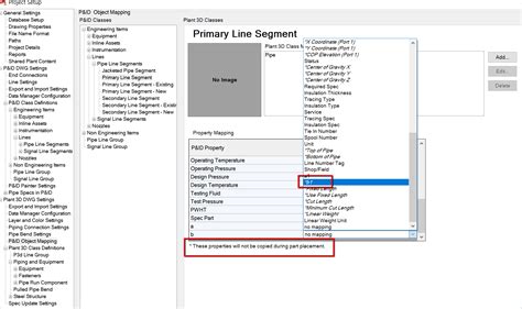 Pandid特性无法映射到autocad Plant 3d中的plant 3d特性