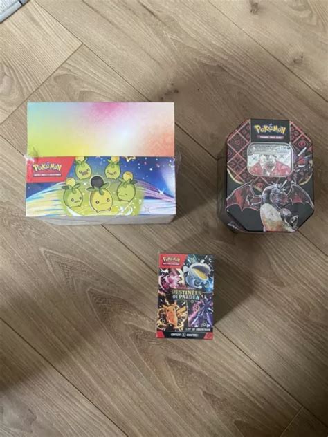 LOT DE 3 Items Pokébox Dracaufeu Bundle Display Mini Tin Destinées