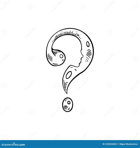 Question Mark Drawing Woman Head Profile Vector Illustration Hand