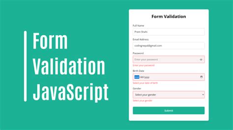 How To Implement Form Validation In HTML CSS And JavaScript