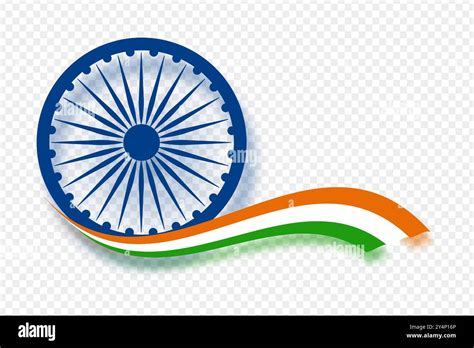 Vector Illustration Of Wavy India Flag With Ashoka Chakra On