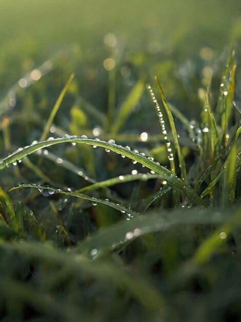 Dew Wet Grass Premium Ai Generated Image