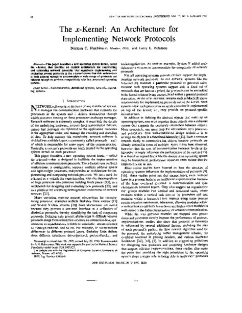 Pdf The X Kernel An Architecture For Implementing Network Protocols