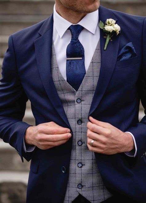 Men 3 Pieces Wedding Suit Wedding Suits Men Blue Blue Suit Men Blue
