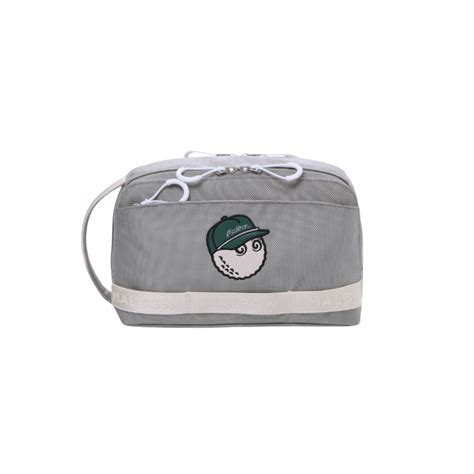 말본 골프 로고 패치 파우치 그레이 Malbon Golf Kream