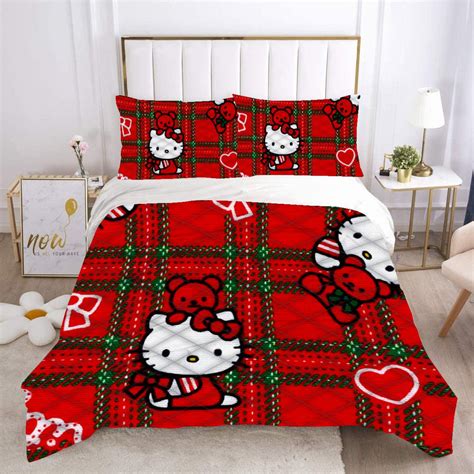 Hello Kitty Bed Set Cute Red Bed Linen Set And Quilt Set Ls22837 Lusy