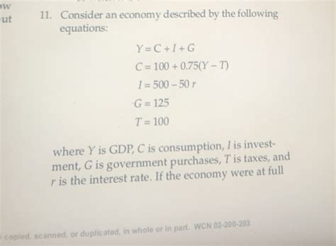 Solved 11 Consider An Economy Described By The Following