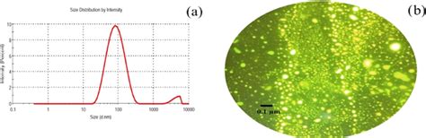 A Particle Size Of The Optimized Formulation B Fluorescence Download Scientific Diagram