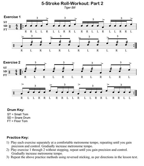 Tiger Bill Video Lesson Five Stroke Roll Workout Part 2 Drum Magazine