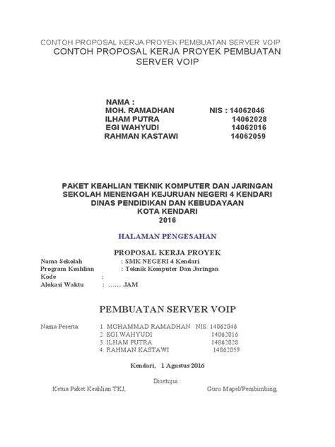 Proposal Kerja Proyek Pembuatan Server Voip Pdf