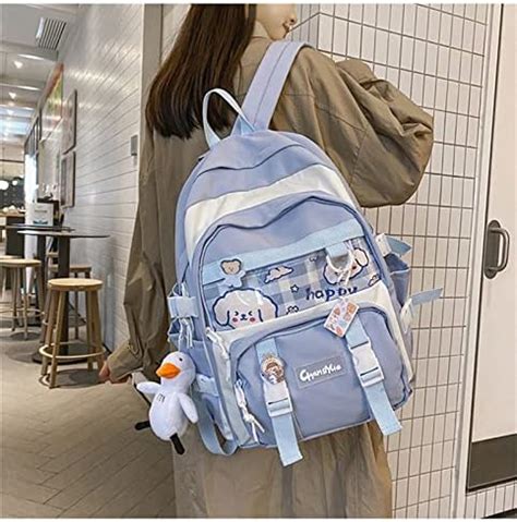 Mochila Kawaii con pines mochila escolar Kawaii bonita mochila estética Kawaii bonita mochila