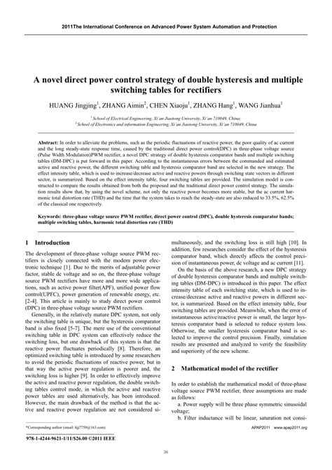 Pdf A Novel Direct Power Control Strategy Of Double Hysteresis And Multiple Switching Tables