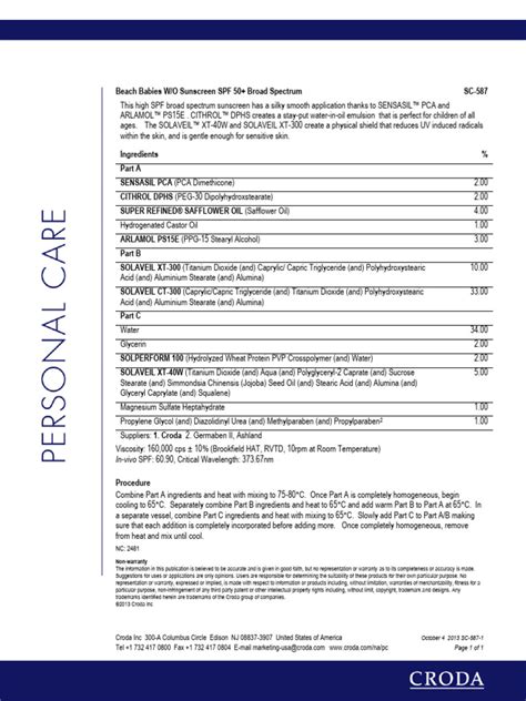 Beach Babies Wo Sunscreen Spf50 Sc 587 1 Pdf Sunscreen Chemical