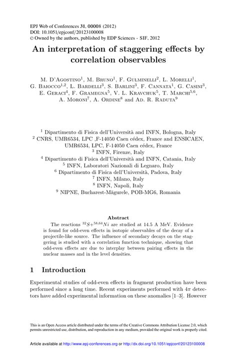 Pdf An Interpretation Of Staggering Effects By Correlation Observables