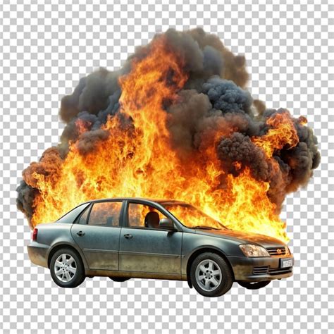 Carro Em Chamas Fundo Transparente PSD Premium