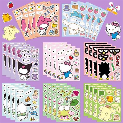 三麗鷗 卡通 Kuromi My Melody Cinnamoroll Hello Kitty 拼圖貼 Sanrio 造 蝦皮購物
