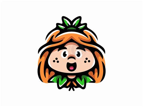 Cute Orange Leaf Girl Logo Branition Cute Orange Leaf Girl Logo Branition