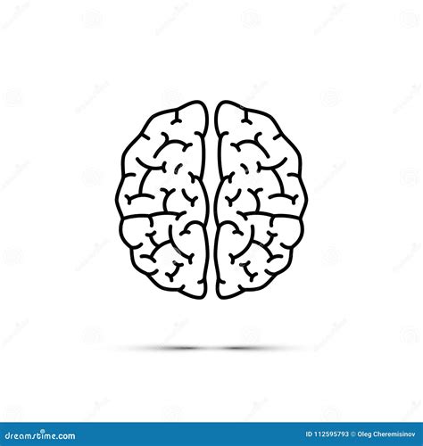 Brain Icon Dirigez La Ligne Noire Symbole De Cerveau Disolement Sur Le