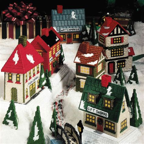 Christmas Plastic Canvas Village Pattern PDF Victorian Holiday Etsy