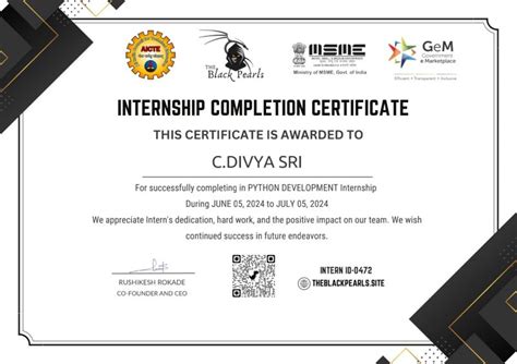 Divya Sri On Linkedin Theblackpearls Internship Pythondevelopment