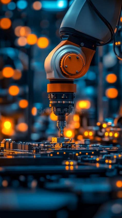 Robotic Arm Assembling Electronic Circuit Boards Manufacturing Facility