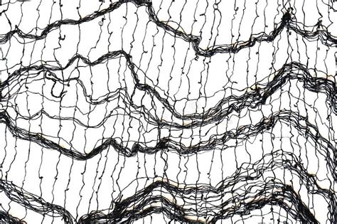 A Black Spider Web Net On A White Background Textured Netting Fabric