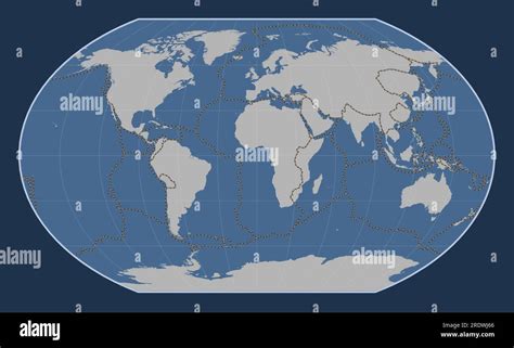 Tectonic Plate Boundaries On The World Solid Contour Map In The Kavrayskiy Vii Projection