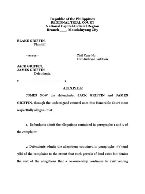 Debt Collection Lawsuit Response Template Prntbl