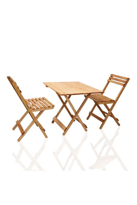 apak Ahşap Katlanır Masa 60CM X 80CM MASA Sandalye 3 lü Balkon