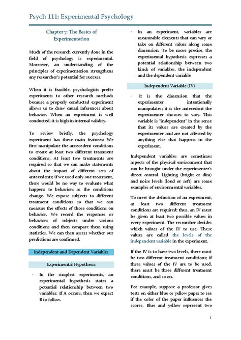 Psych 111 Chapter 7 Experimental Psychology Myers Chapter 7 The Basics Of Experimentation