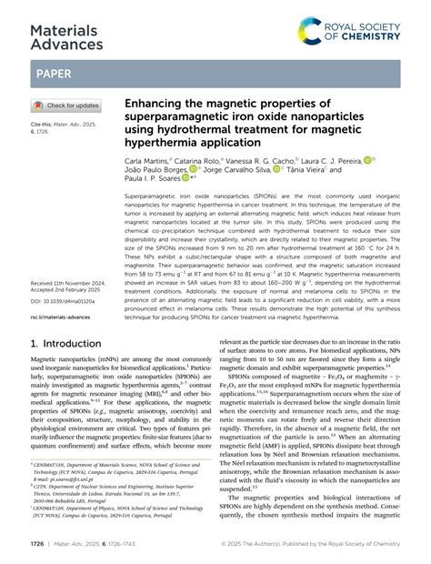 Pdf Enhancing The Magnetic Properties Of Superparamagnetic Iron Oxide Nanoparticles Using