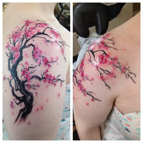 Cherry Blossom Tree Tattoo On Shoulder Meaningful Art And Design