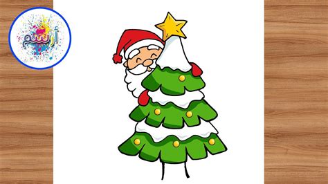 رسم سهل بمناسبة الكريسماس 2024 تعلم رسم بابا نويل و شجرة الكريسماس