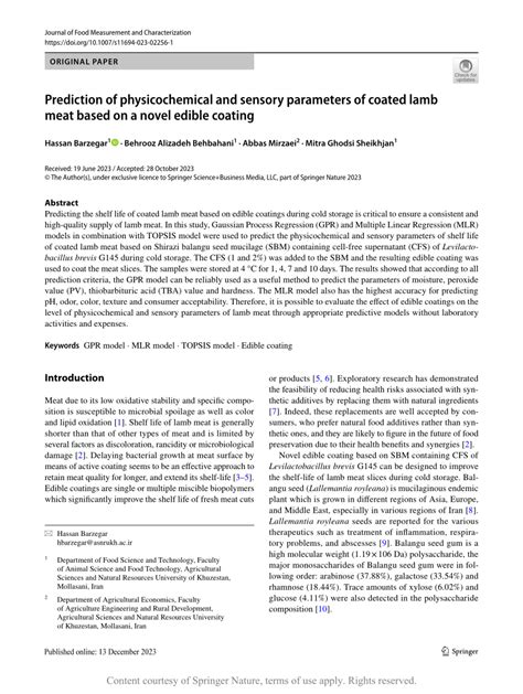 Prediction Of Physicochemical And Sensory Parameters Of Coated Lamb