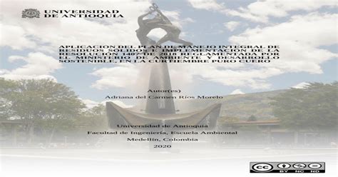 AplicaciÓn Del Plan De Manejo Integral De Residuos Pdf Document
