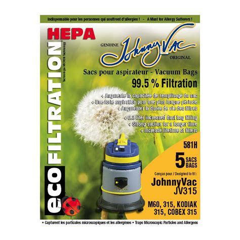 Hepa Microfilter Vacuum Bags 581H For Johnny Vac JV315 Vacumm Cleaner