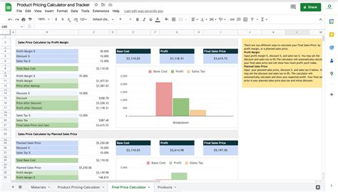 Product Pricing Template Google Sheets Pricing Sheet Pricing Calculator Small Business