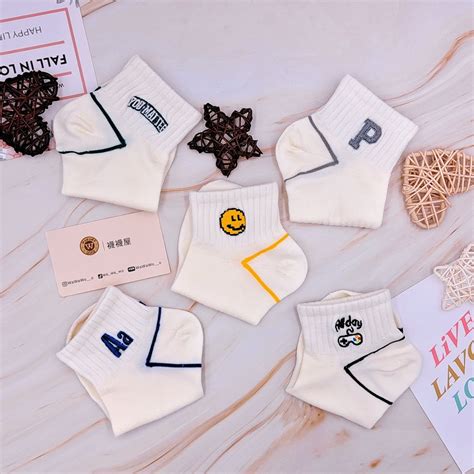 Wawawo🧦春夏韓國日系可愛圖案刺繡船襪女生襪短襪中筒襪五指襪素色襪子運動襪瑜珈襪防滑襪運動襪子運動運動女生襪流行百 Wawawo襪襪屋