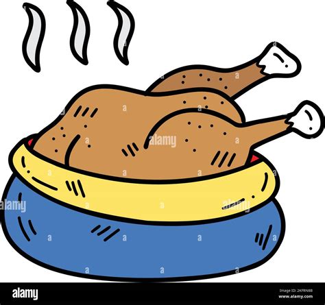 Hand Drawn Roast Turkey Illustration Isolated On Background Stock