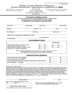 Fillable Online State Nj Mercer County Board Of Elections District