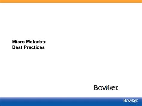 Metadata Best Practices By Data Field Pdf